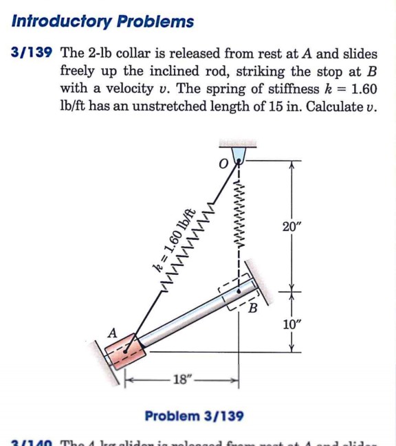 Solved Introductory Problems 3/139 The 2-lb collar is | Chegg.com