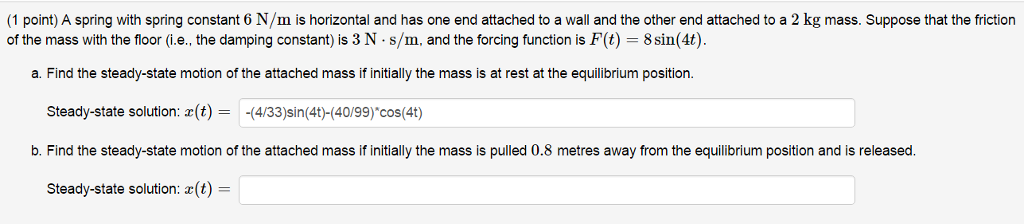 Solved A Spring With Spring Constant 6 N M Is Horizontal And