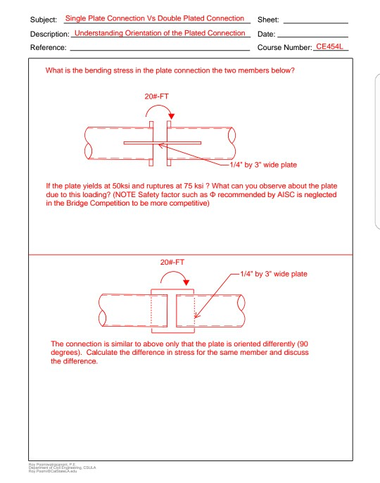 Solved Subject Single Plate Connection Vs Double Plated | Chegg.com