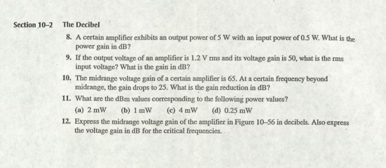 Solved A certain amplifier exhibits an output power of 5 W | Chegg.com