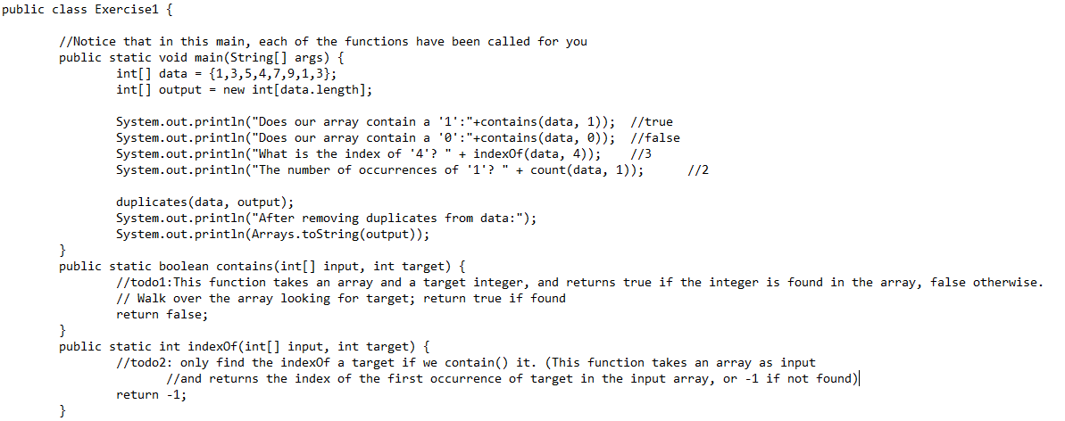 Solved public class Exercisel { //Notice that in this main, | Chegg.com