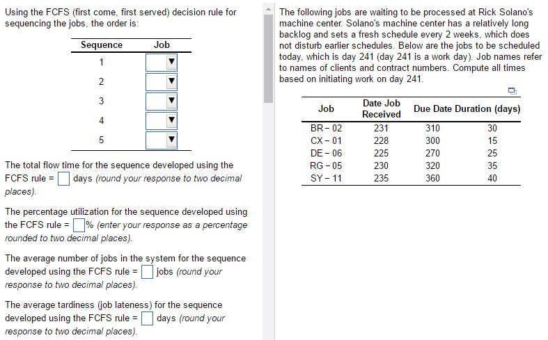 Solved Using the FCFS (first come, first served) decision | Chegg.com