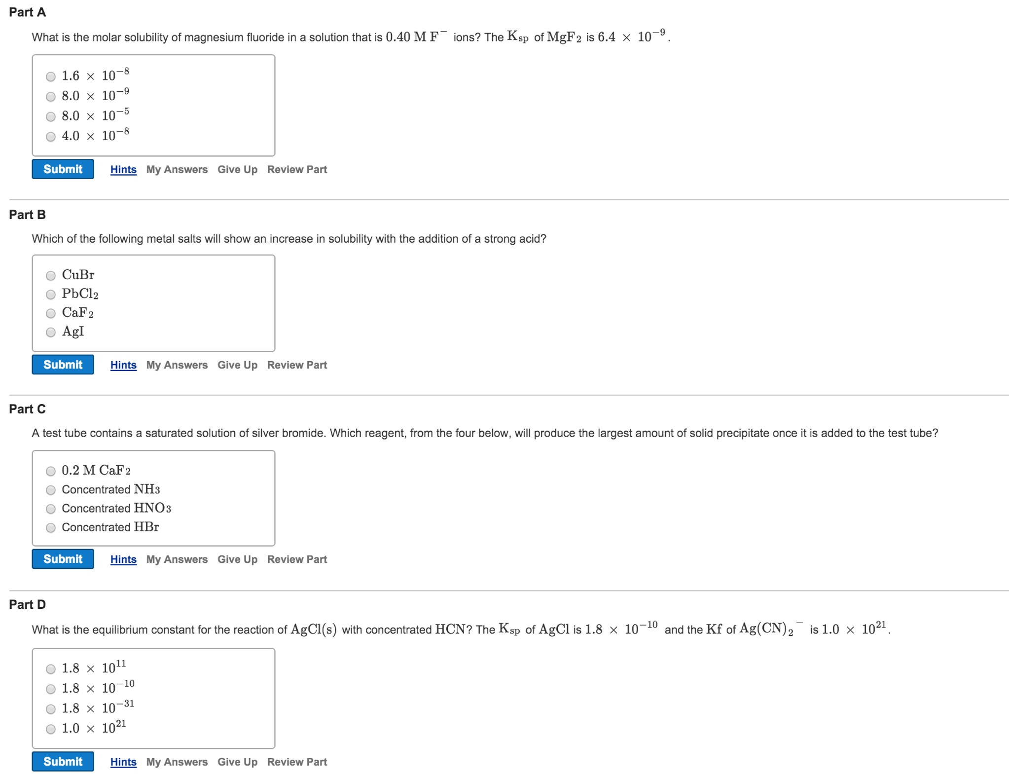 Solved What is the molar solubility of magnesium fluoride in | Chegg.com