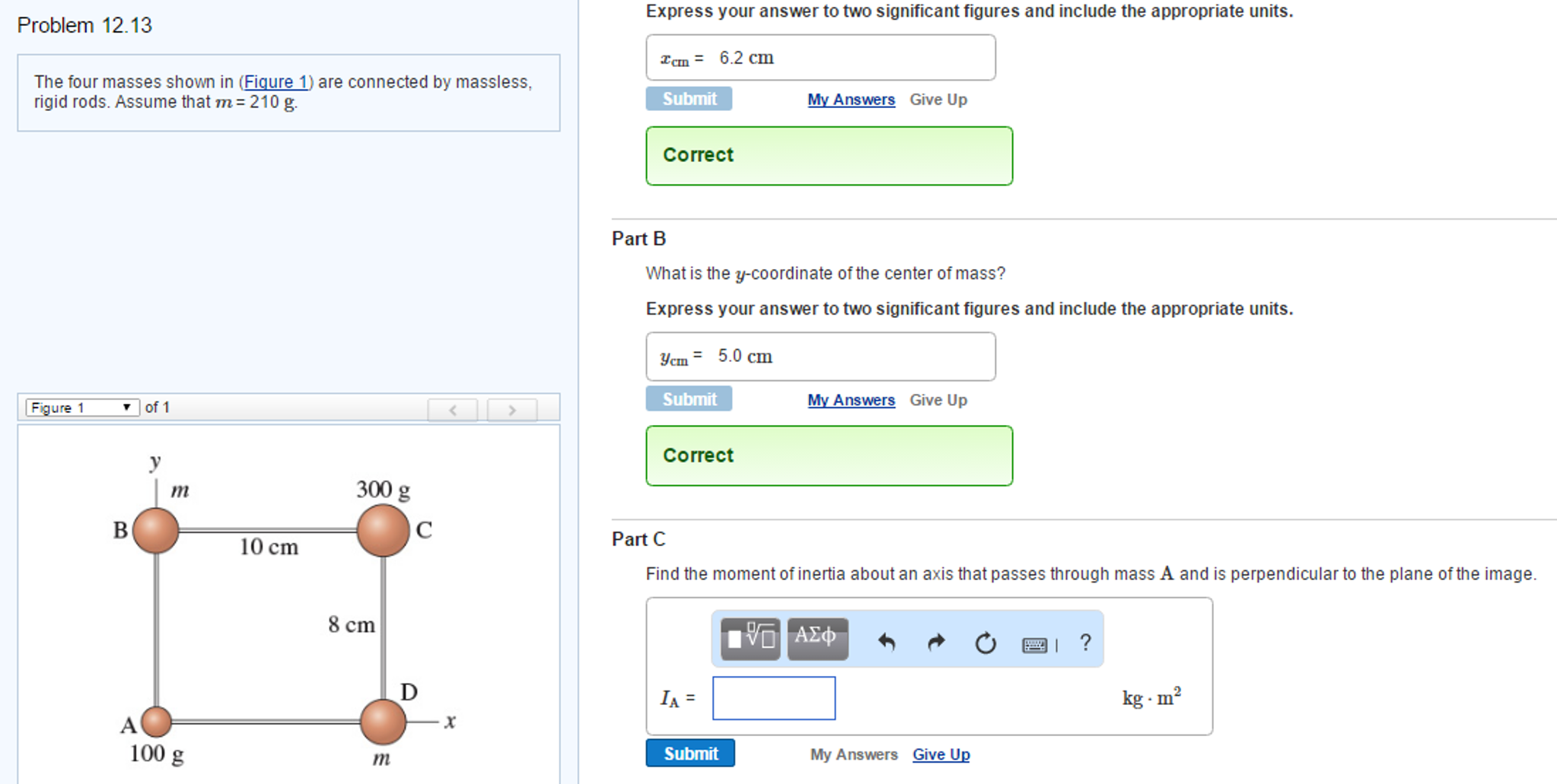 Solved The four masses shown in (Figure 1) are connected by | Chegg.com
