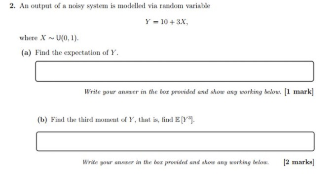 Solved 2. An output of a noisy system is modelled via random | Chegg.com