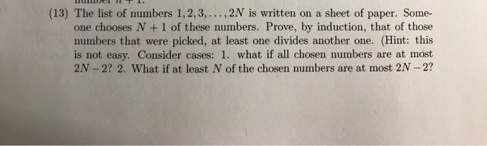 Solved The list of numbers 1, 2, 3, .. ., 2N is written on a | Chegg.com