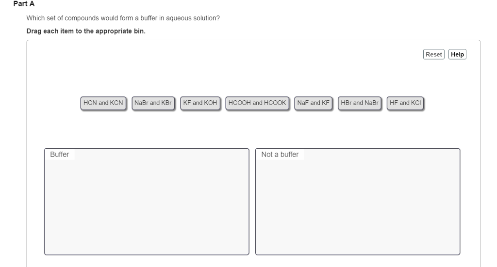 Solved Which set of compounds would form a buffer in aqueous | Chegg.com