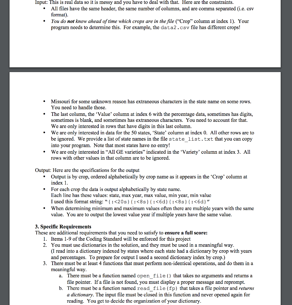 Solved CSE 231 Summer 2017 Computer Project #05 Assignment | Chegg.com