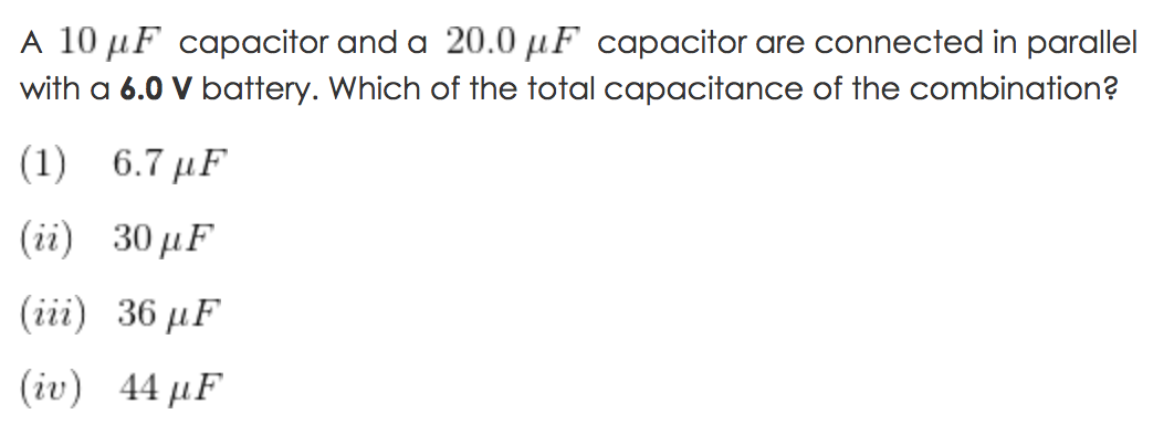 Solved A 10 Muf Capacitor And A 20 0 Muf Capacitor Are