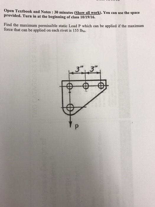 Find the maximum permissible static Load P which can | Chegg.com