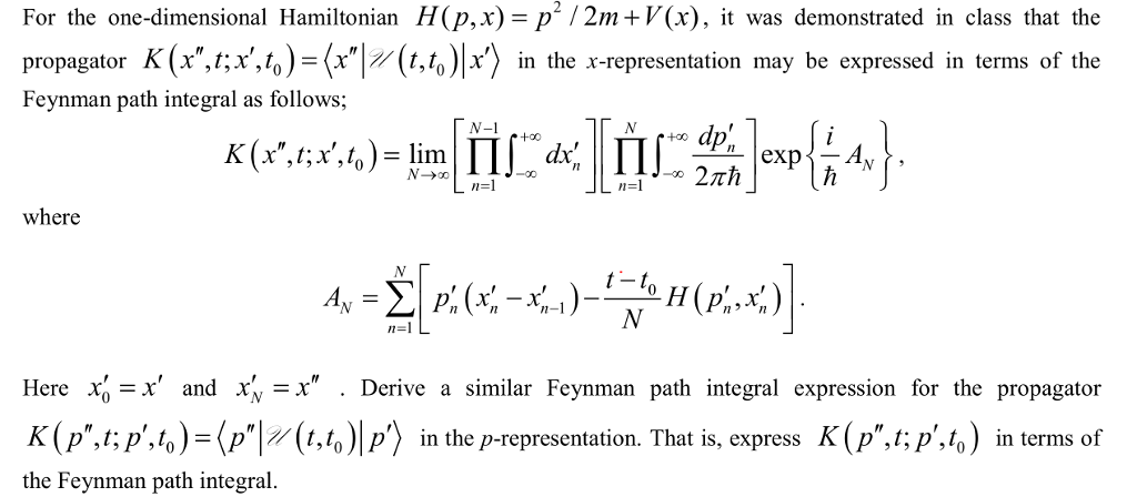 For the one-dimensional Hamiltonian H(p, x) = p^2/2m | Chegg.com
