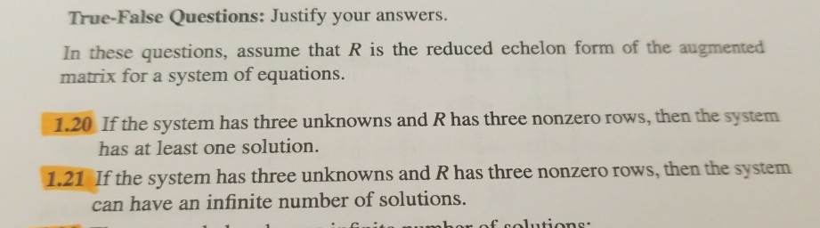 Solved True-False Questions: Justify your answers. In these | Chegg.com