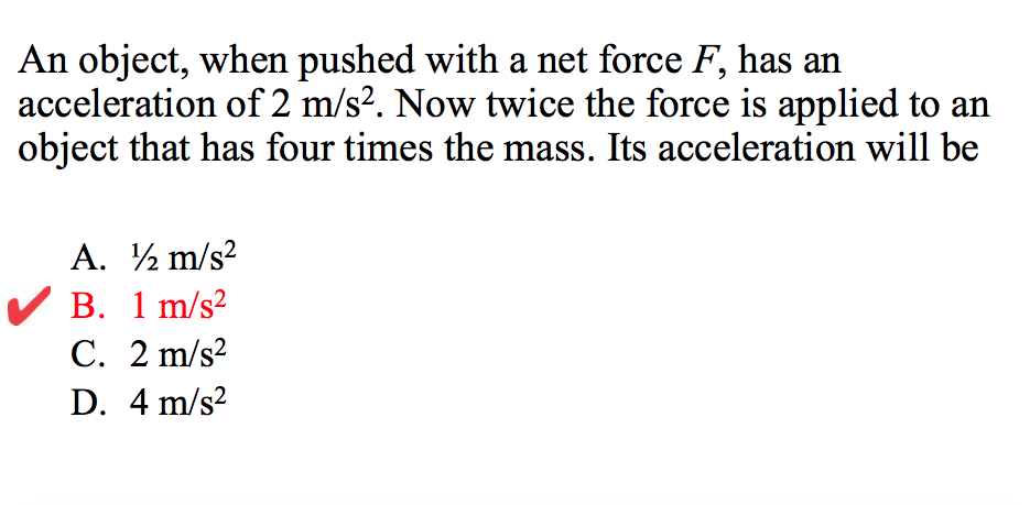 Solved An object, when pushed with a net force F, has an | Chegg.com