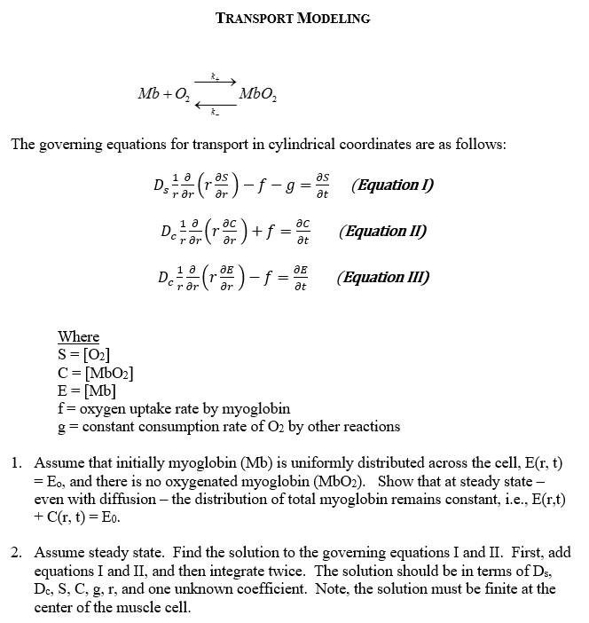 TRANSPORT MODELING Mbo The governing equations for | Chegg.com