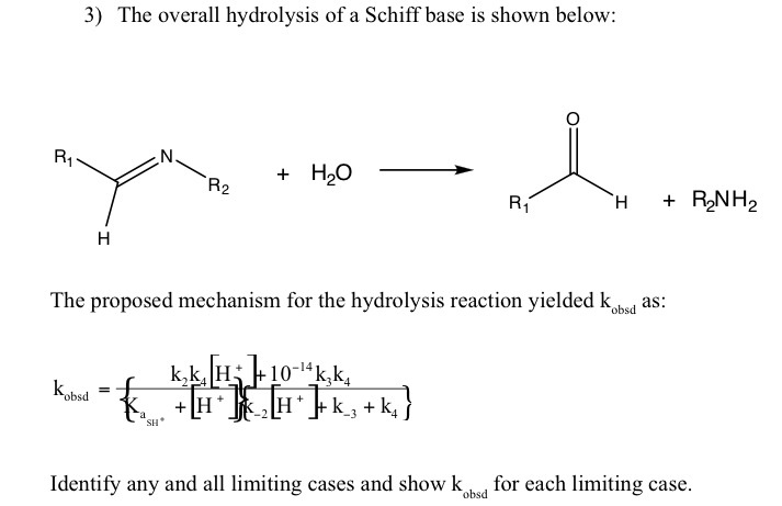 Solved The overall hydrolysis of a Schiff base is shown | Chegg.com