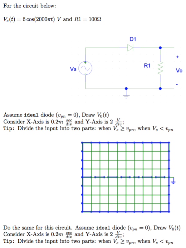 Solved For the circuit below Volt)-6 cos(20007rt) V and | Chegg.com