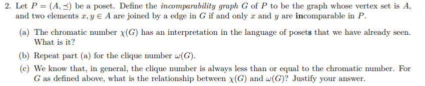 2. Let P = (A, ) be a poset. Define the | Chegg.com