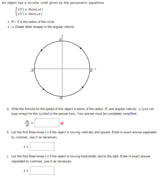 Solved An object has a circular orbit given by the | Chegg.com