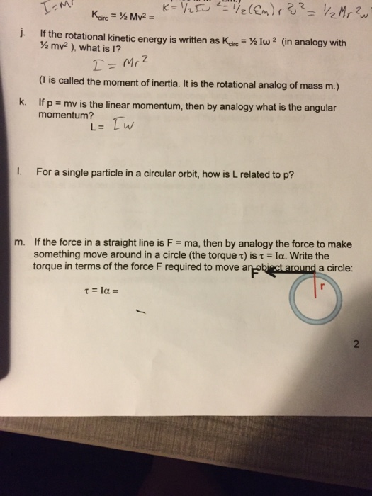 Solved 1. If the rotational kinetic energy is written as | Chegg.com