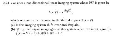 Solved Consider a one-dimensional linear imaging system | Chegg.com