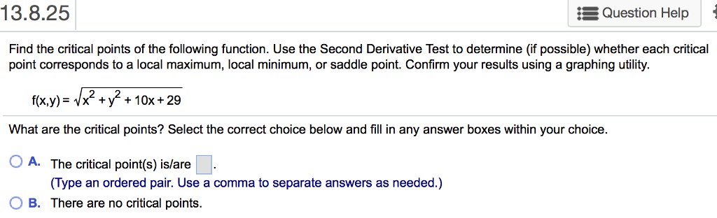 Solved Find the critical points of the following function. | Chegg.com