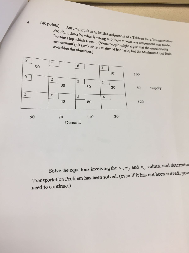 Solved 4 (40 points) Assuming this is an initial assignment | Chegg.com