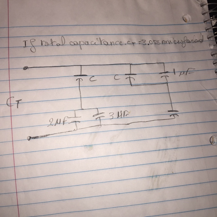 Solved If total capacitance c_T = 3.055 microfarad | Chegg.com