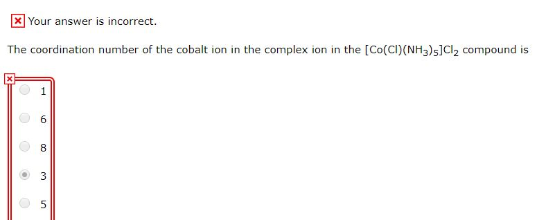 Solved The coordination number of the cobalt ion in the | Chegg.com