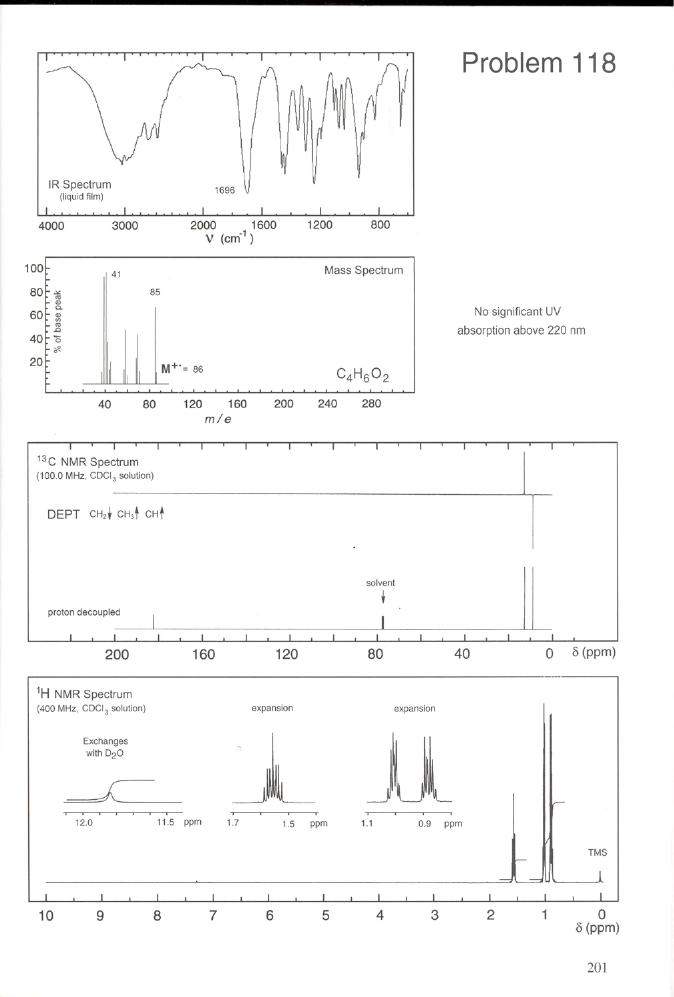 Solved Problem 118: Determine the molecule of C4H6O2 The IR, | Chegg.com