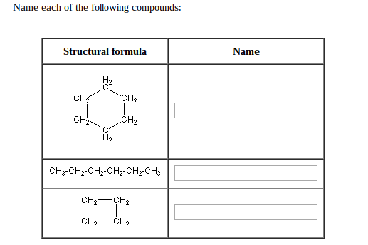 Solved Name each of the following compounds Structural | Chegg.com
