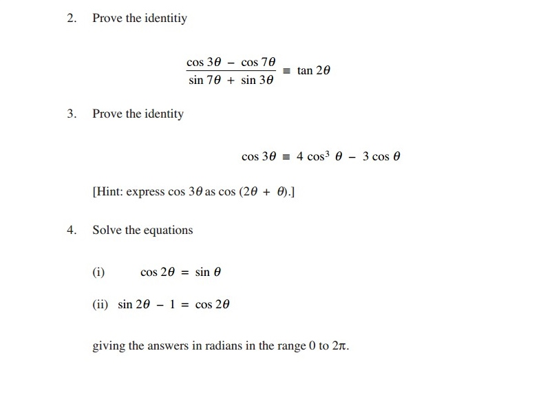Solved Prove the identitycos theta - cos 7 theta/sin 7 theta | Chegg.com