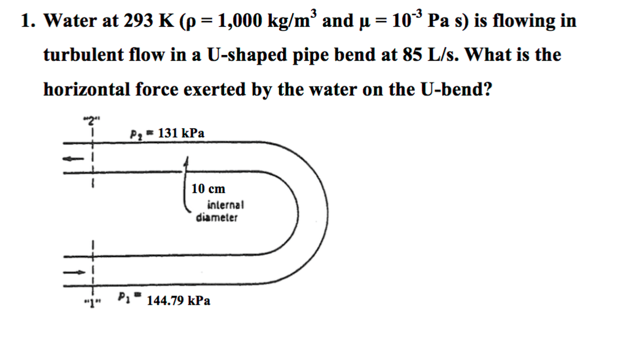 Solved Water at 293 K (rho = 1, 000 kg/m^3 and mu = 10^3 Pa | Chegg.com