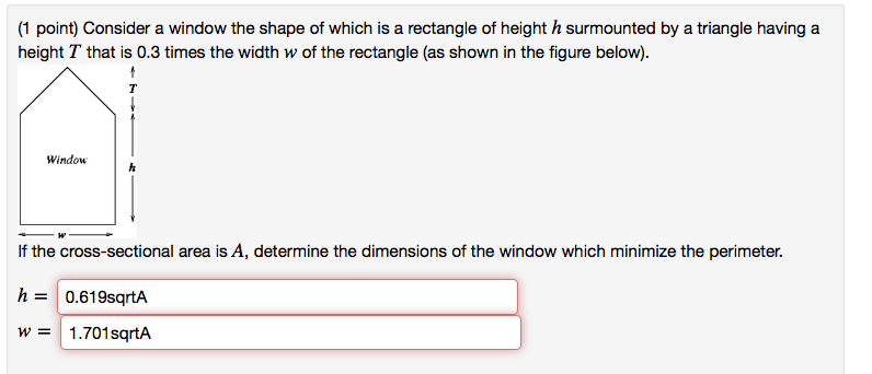 Solved Consider a window the shape of which is a rectangle | Chegg.com