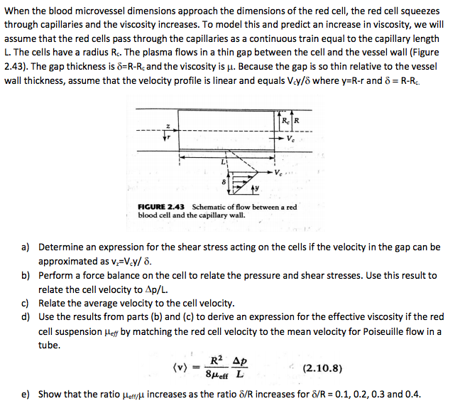 When the blood dimensions approach the dimensions of | Chegg.com