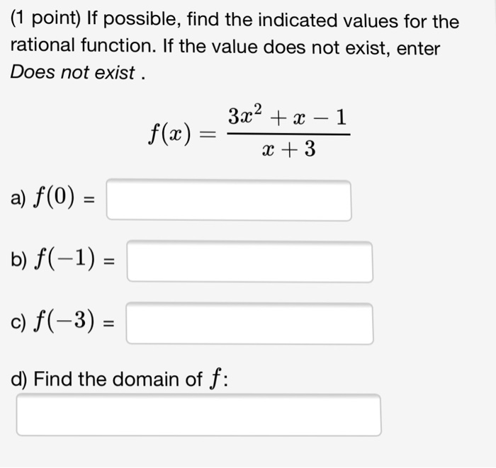 Solved If possible, find the indicated values for the | Chegg.com
