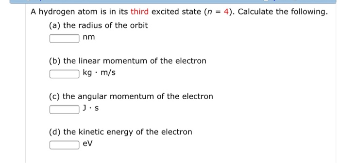 Solved A hydrogen atom is in its third excited state (n = | Chegg.com