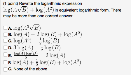 Solved (1 point) Using laws of logarithms, write the | Chegg.com