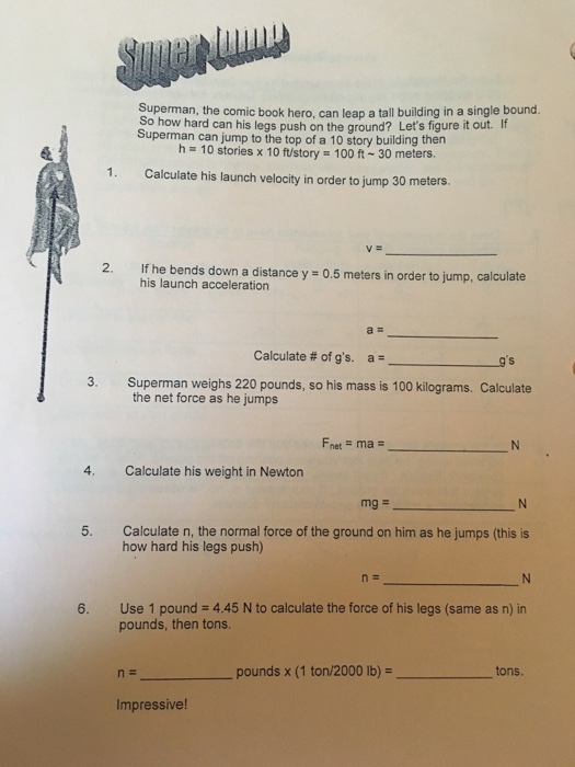 Solved Superman, the comic book hero, can leap a tall | Chegg.com