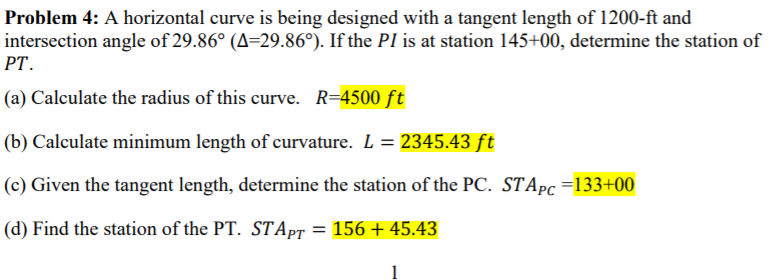 Solved Problem 4: A horizontal curve is being designed with | Chegg.com