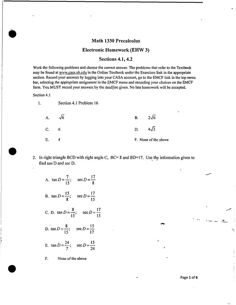 Solved Math 1330 Precalculus Electronic Homework (EHW 30 | Chegg.com