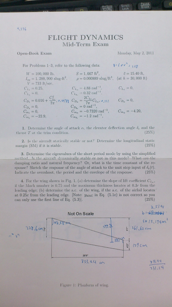 Scroli ,376 FLIGHT DYNAMICS Mid-Term Exam Open-Book | Chegg.com