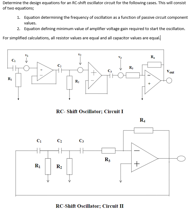 Solved Determine the design equations for an RC-shift | Chegg.com
