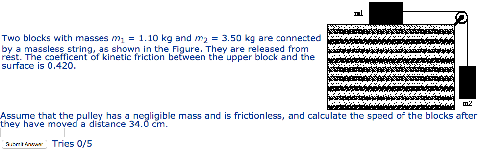 Solved Two blocks with masses m_1 = 1.10 kg and m_2 = 3.50 | Chegg.com
