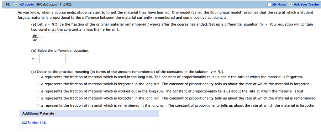 Solved 10. -3 points HHCalcCustom1 11.6.022 My Notes Ask | Chegg.com