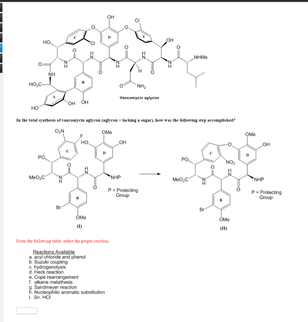 Solved In the total synthesis of vancomycin aglycon | Chegg.com