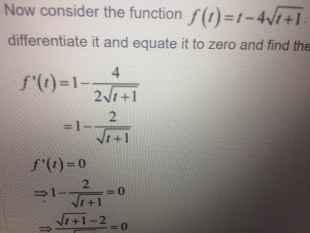 Solved Now consider the function f(t) = t - 4 squareroot t + | Chegg.com