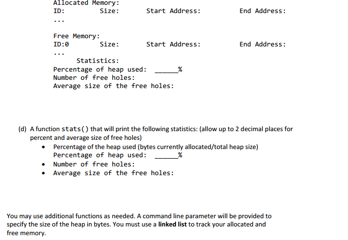 Solved Programming Guestion By C Code Heap Allocation