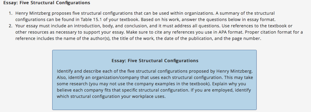 Essay: Five Structural Configurations 1. Henry | Chegg.com