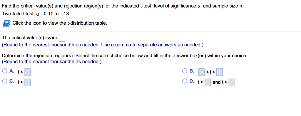 Solved Find the critical value(s) and rejection region(s) | Chegg.com