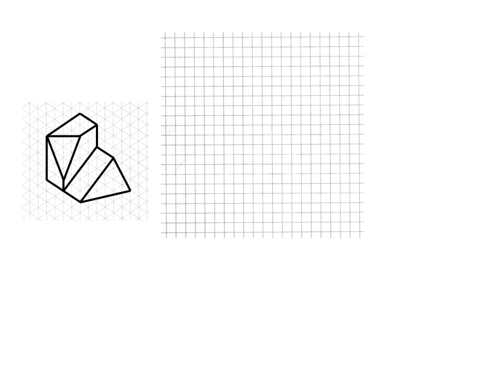 Solved 1. Using the square grids, create three-view | Chegg.com